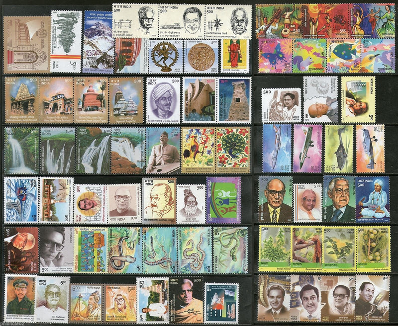 India 2003 Year Pack 71 Stamps Aero India Music Temple Mt. Everest Sna ...